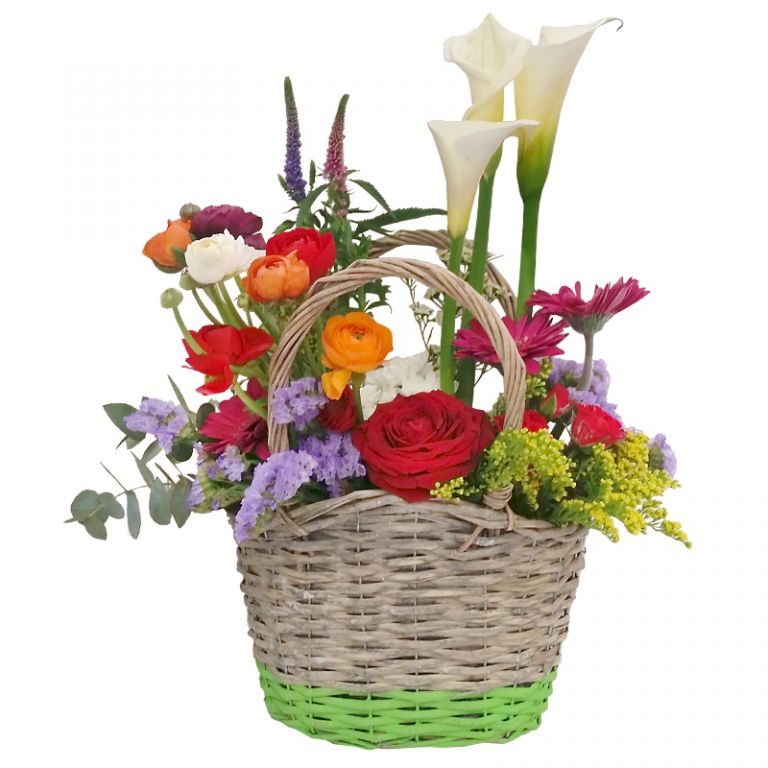 Σύνθεση σε καλάθι με λουλούδια της άνοιξης | The Flower Shop